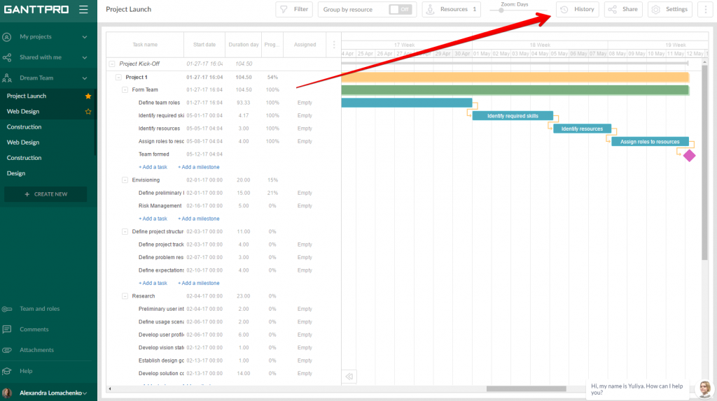 History of Changes, Undo and Restore Features for Multiple Projects