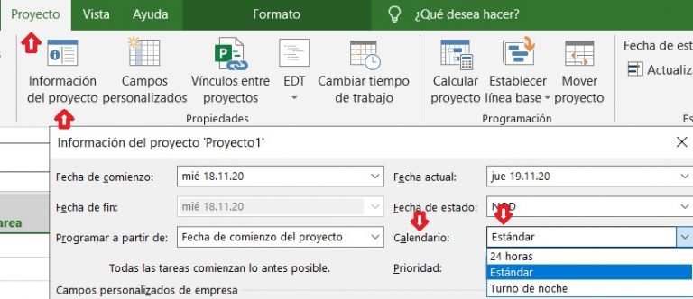 Tutorial de MS Project para trabajar con calendarios