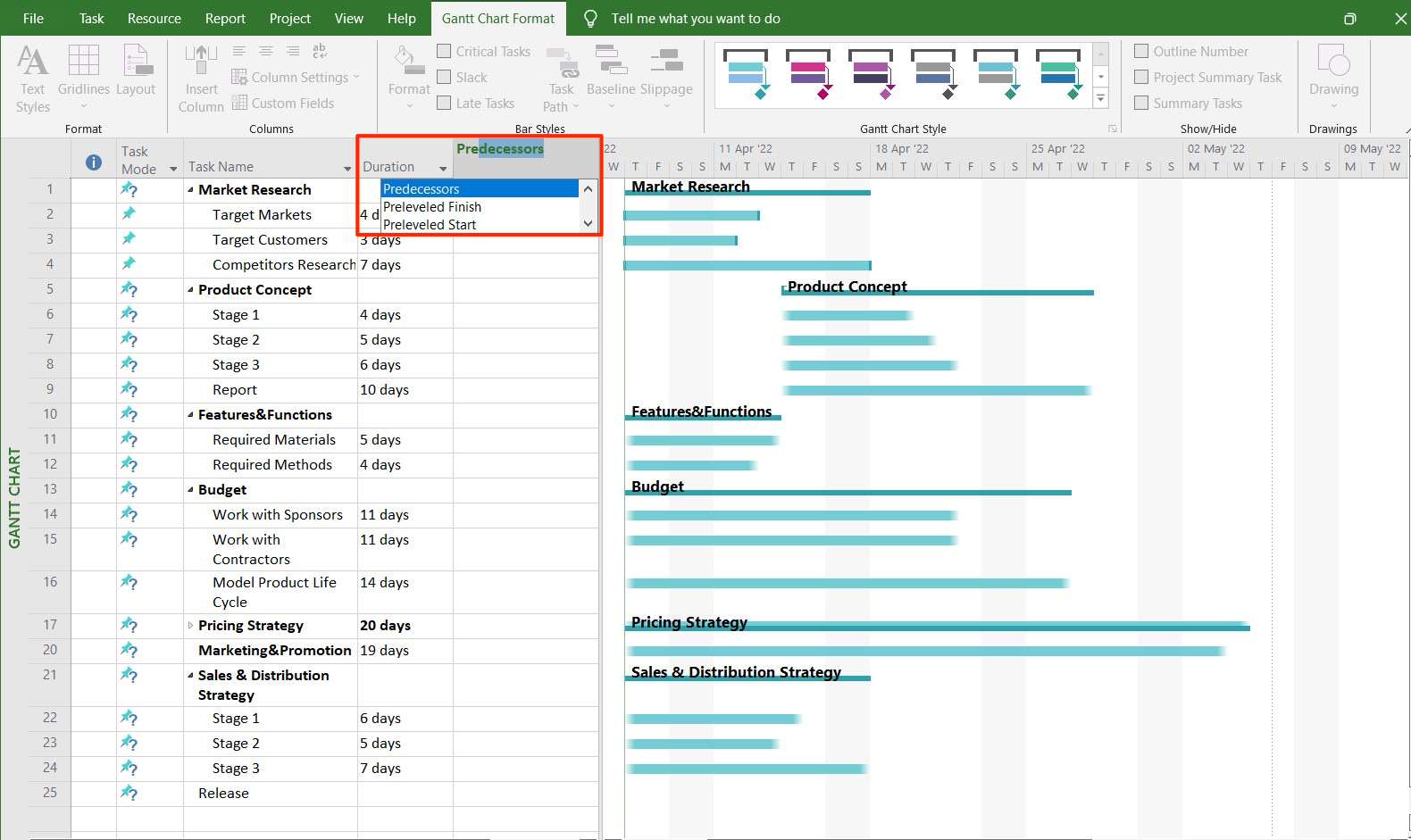 How To Use Microsoft Project Predecessors