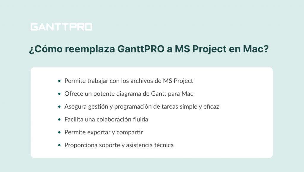 La mejor solución si tiene que usar MS Project para Mac