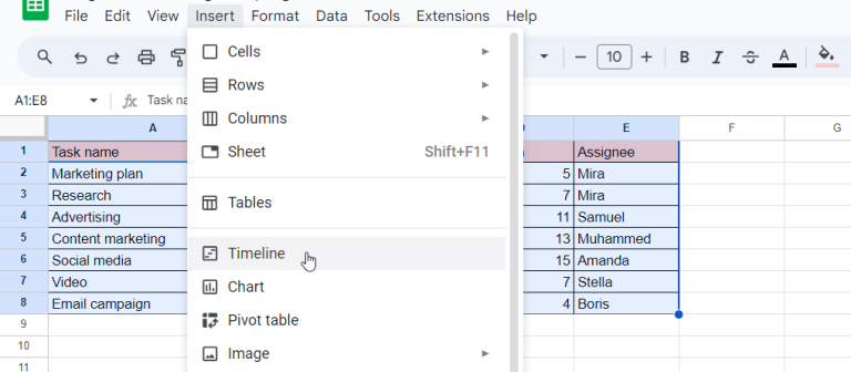 How to Make a Gantt Chart in Google Sheets