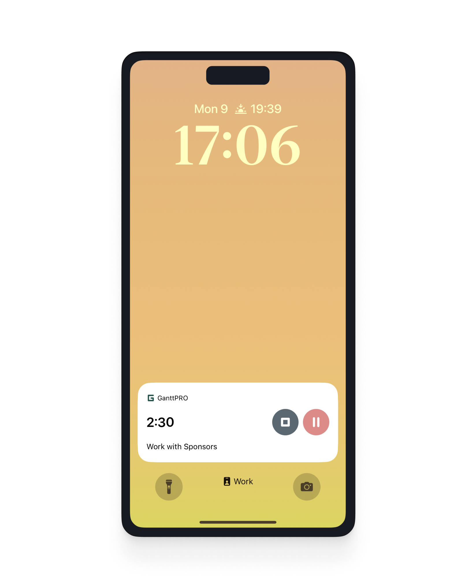 Timer Widget in the GanttPRO Mobile App