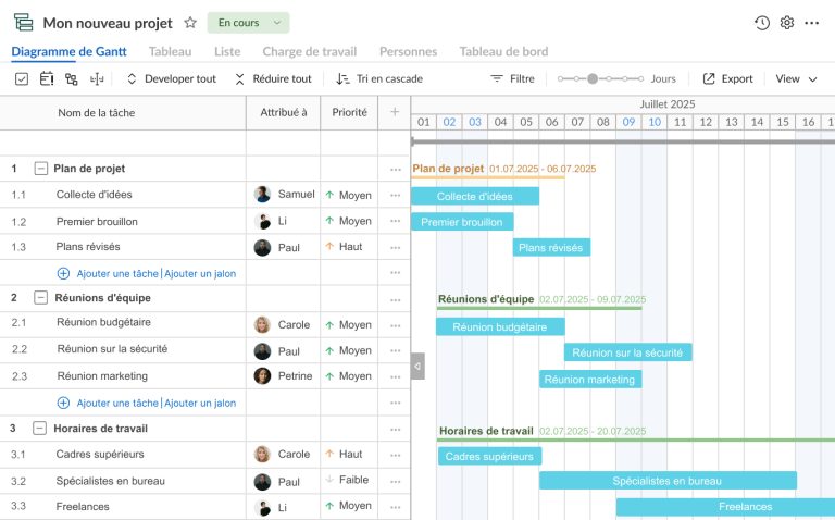 Créer un diagramme de Gantt sur Excel